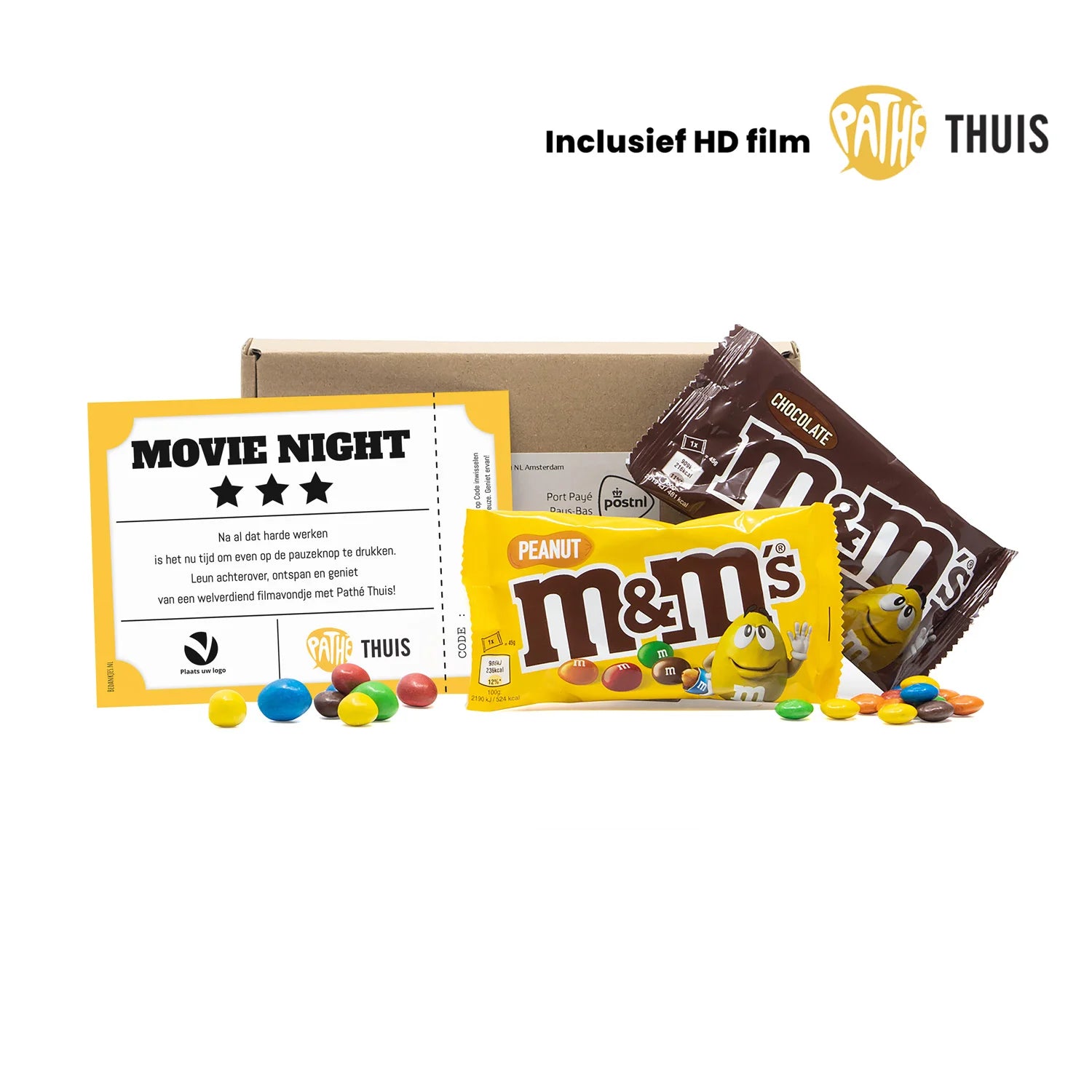 Filmavond pakketje met Pathé thuis code m&m's en persoonlijke kaart ...