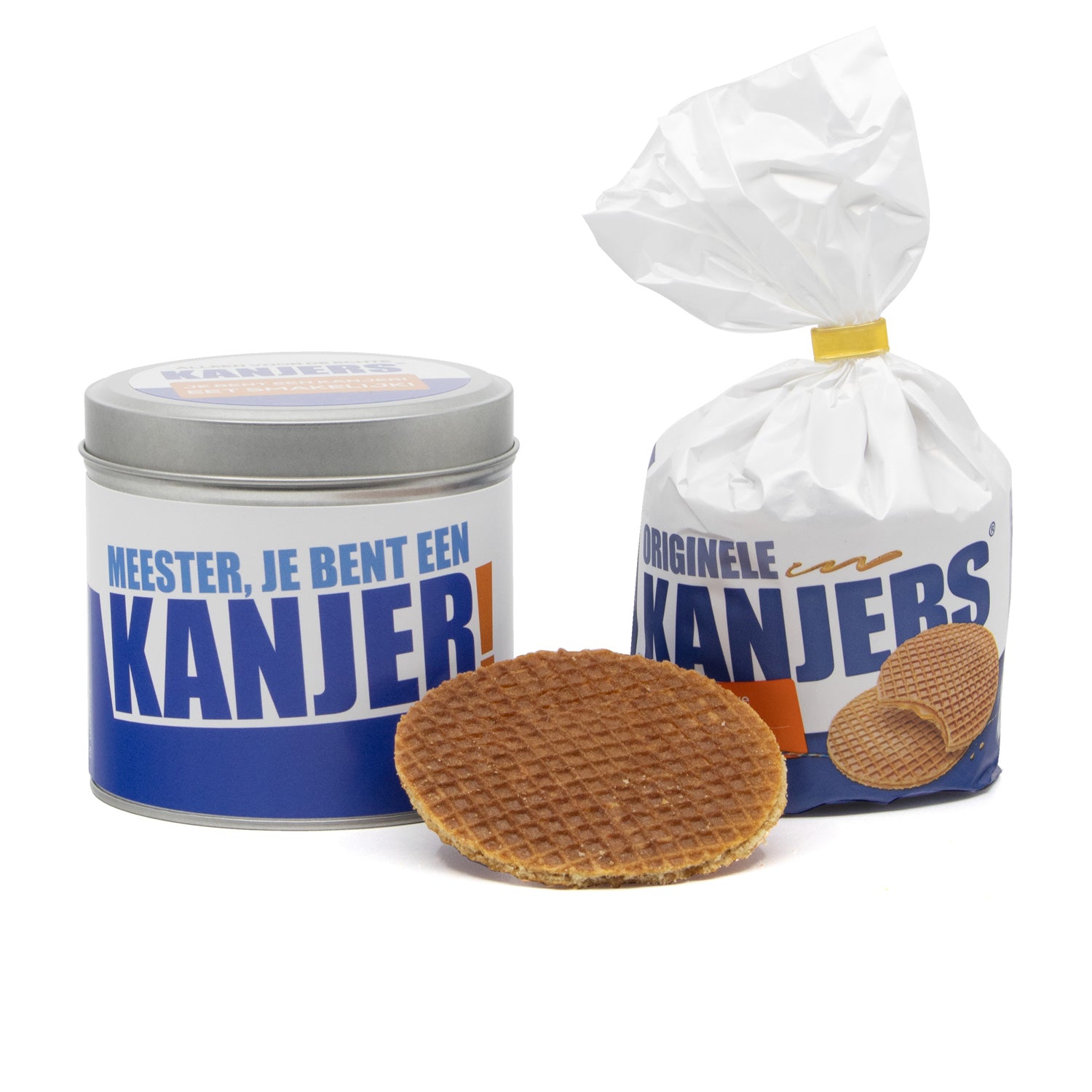 Kanjers Stroopwafels in blik met wikkel - Bedankje – Bedankjes.nl