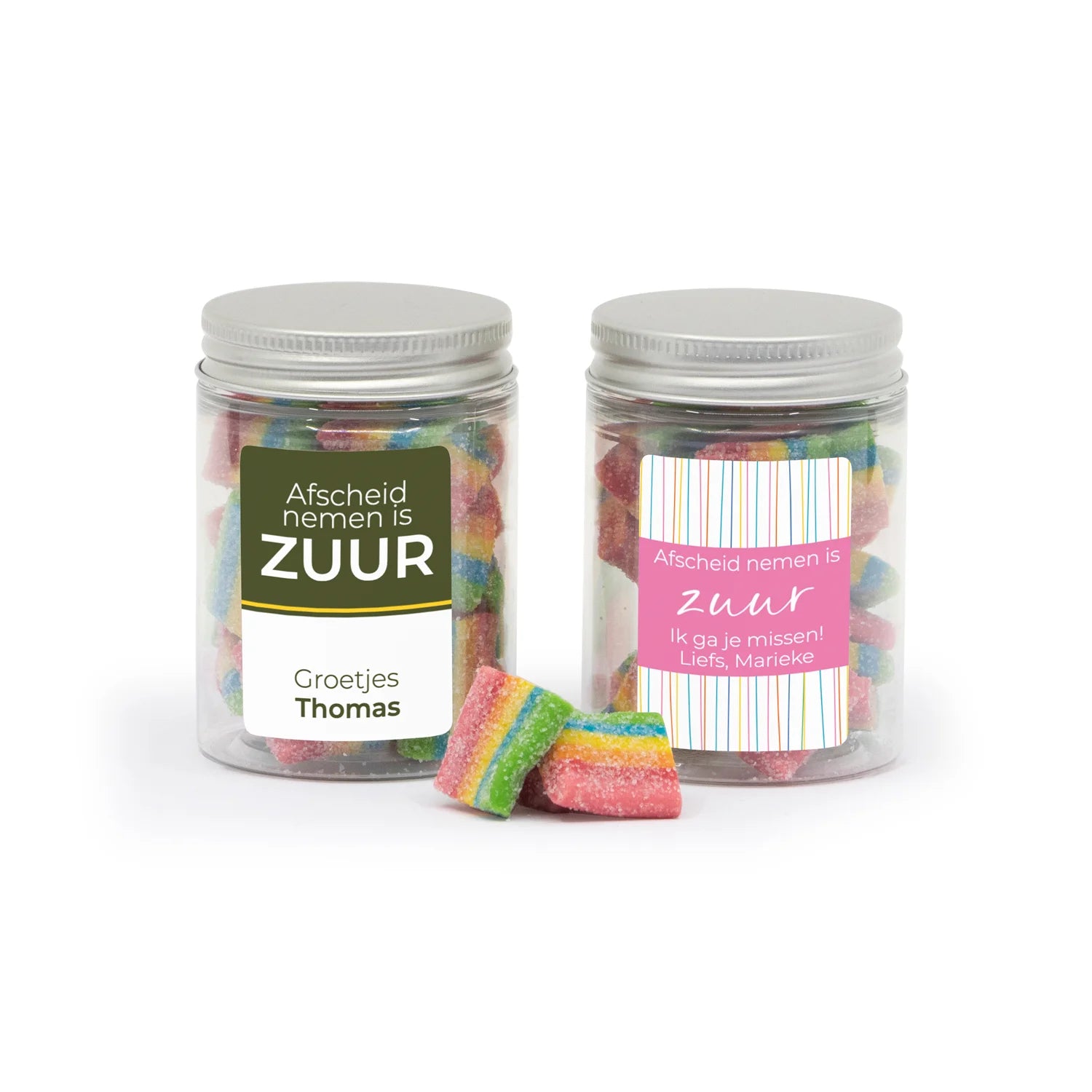 Afscheid nemen is zuur! Zure matjes in potje - Afscheid collega ...