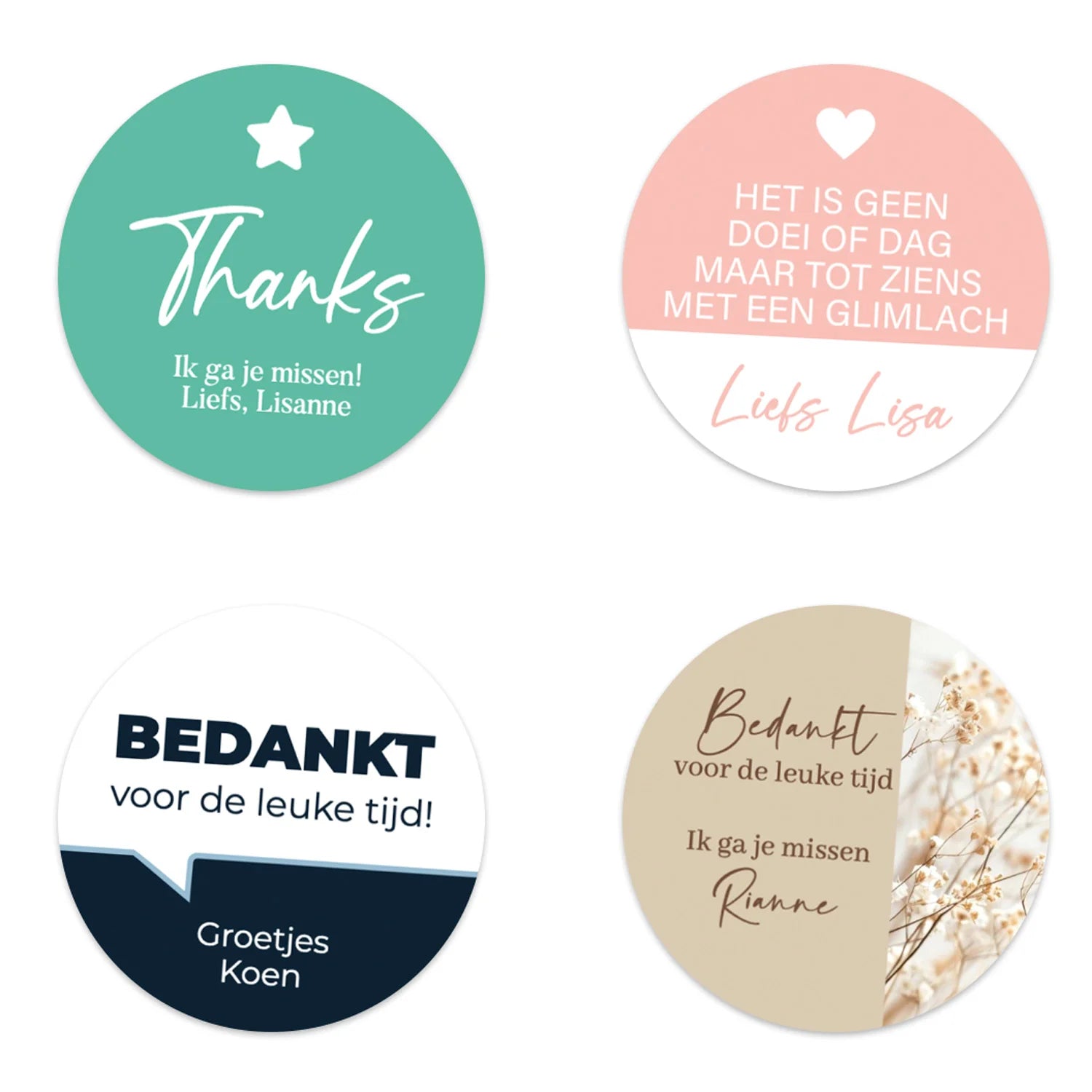 Persoonlijke sticker met eigen ontwerp (7,5 cm) bedankje – Bedankjes.nl