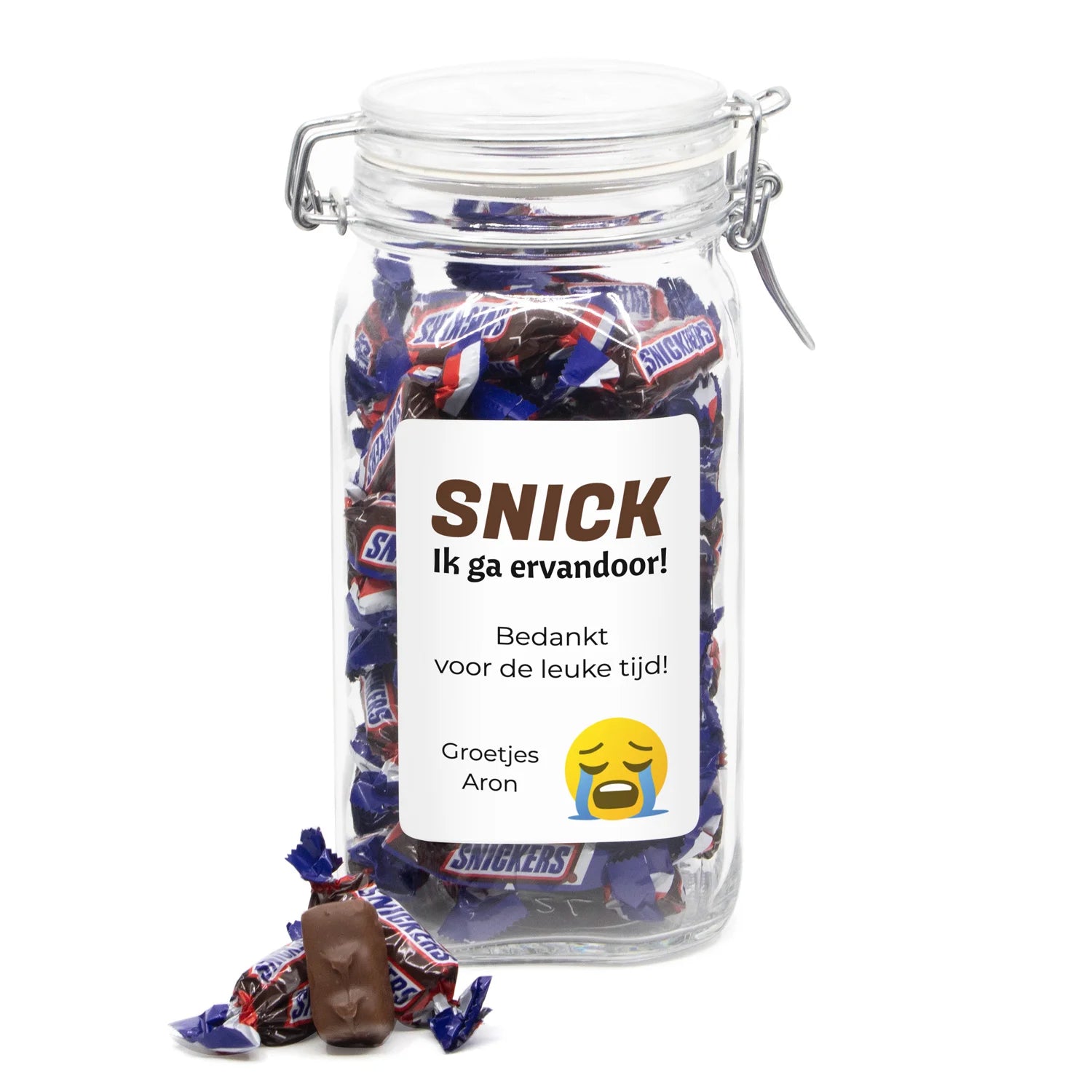 Snick... Ik ga ervandoor! in grote weckpot - Collega – Bedankjes.nl