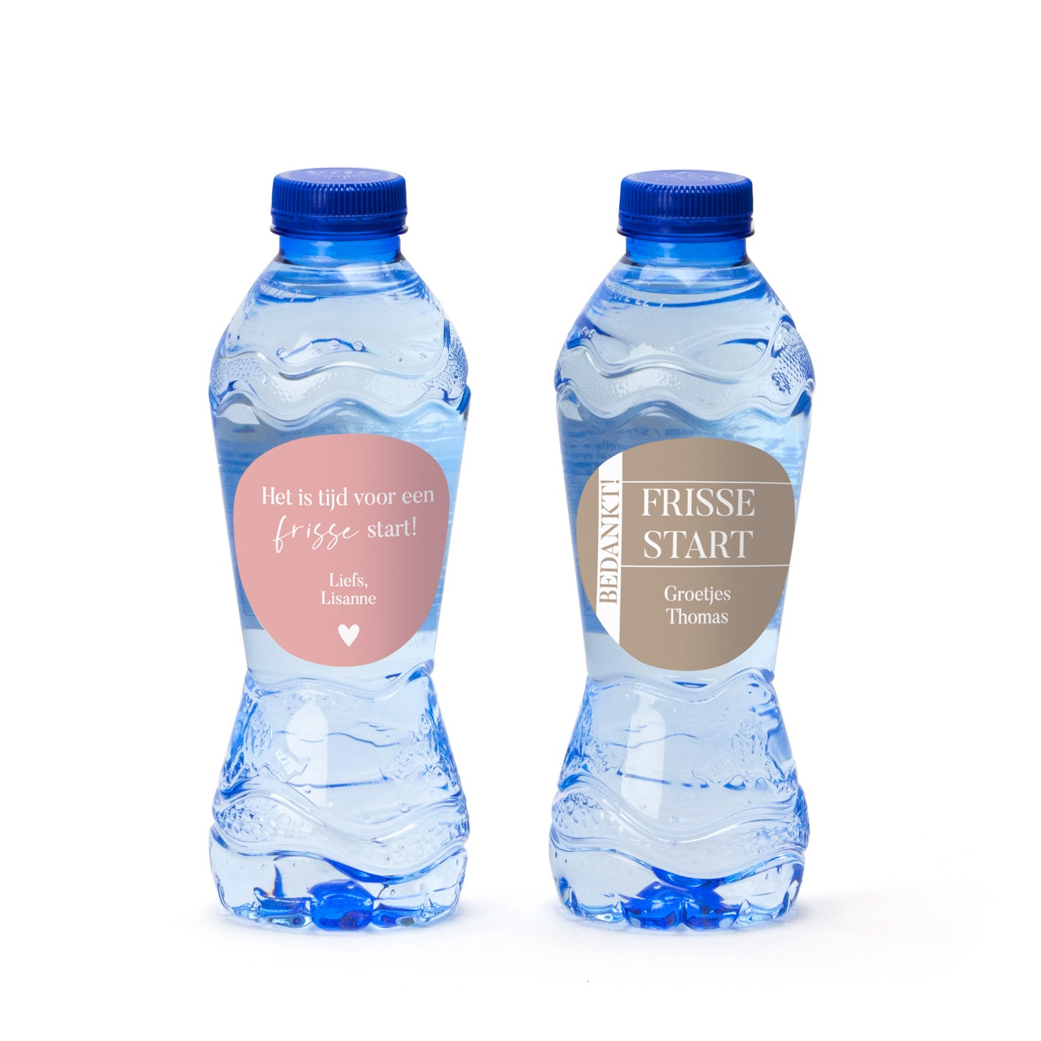 Flesje katerwater met eigen etiket - bedankje afscheid collega ...